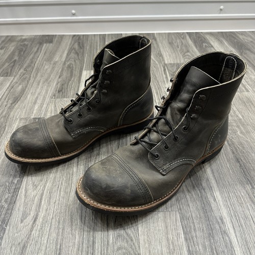 RED WING 8086 Men's Charcoal Rough Tough Slate Gray Iron Ranger Boots ...
