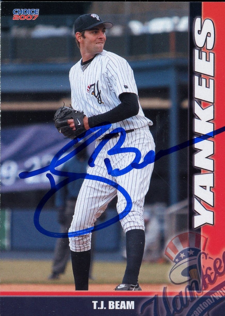 2007 Scranton Yankees TJ T.J. BEAM Signed Card autograph AUTO PIRATES ...