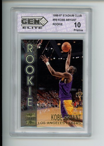1996-97 Topps Stadium Club Kobe Bryant R9 Rookie RC Lakers GEM ELITE 10 ...
