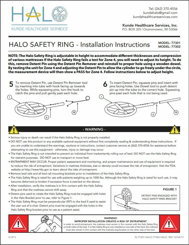 77301 Halo Safety Ring - Single Hospital Bed Style One Ring Open Box ...