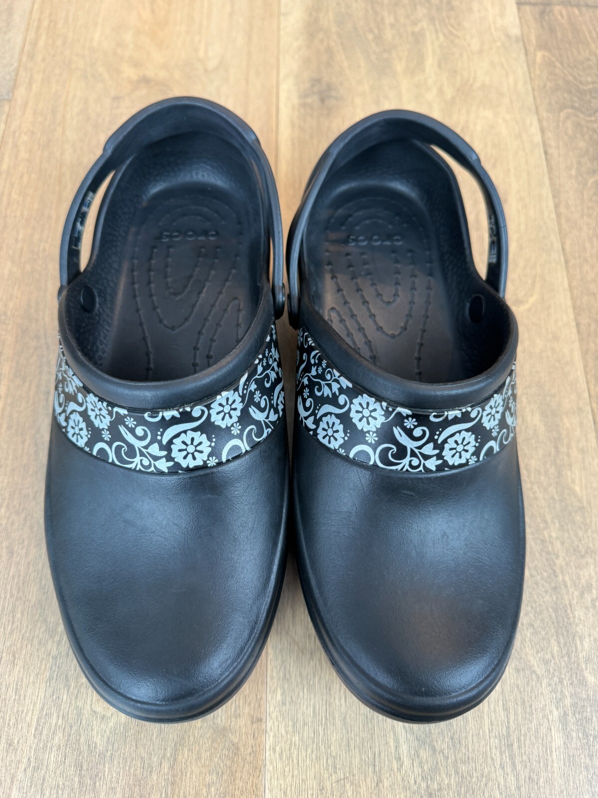 Crocs Mercy Slip Resistant Work Clogs Black Silver Fl… - Gem