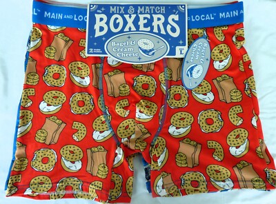 Mens 2 Pack Boxers Mix and Match Bagels and Cream Cheese Medium or ...