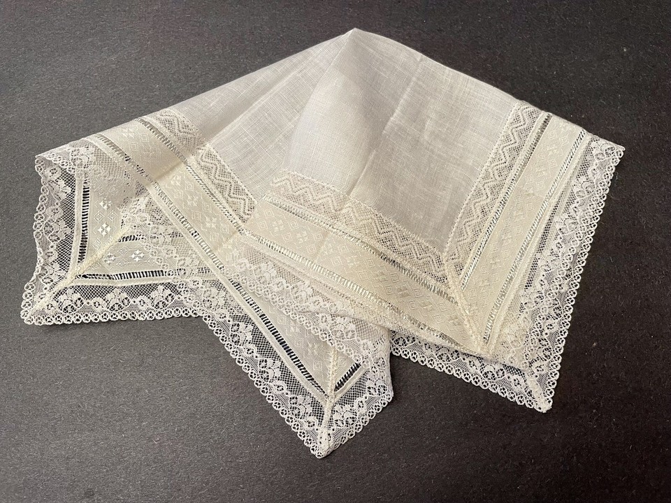 Fancy Vintage IVORY Linen Hankie Lace Bridal Wedding Handkerchief | eBay