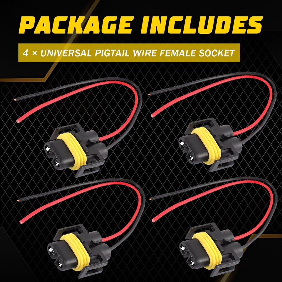 S H11 Two Harness Wire Pigtail Female Head Light Low Beam Socket ...