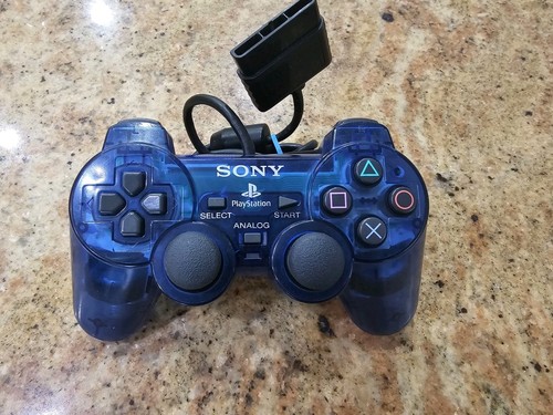 Sony PlayStation 2 PS2 Ocean Blue Clear Controller DualShock OEM SCPH ...