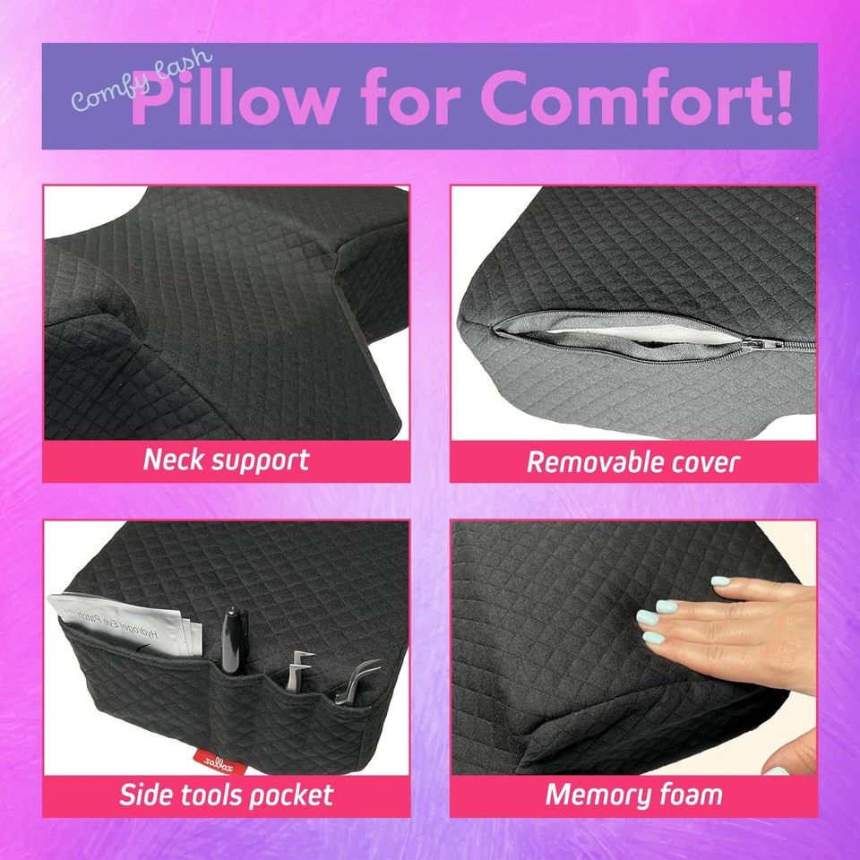 Lash Pillow for Eyelash Extensions - Curved Memory Foam Bed Pillow ...