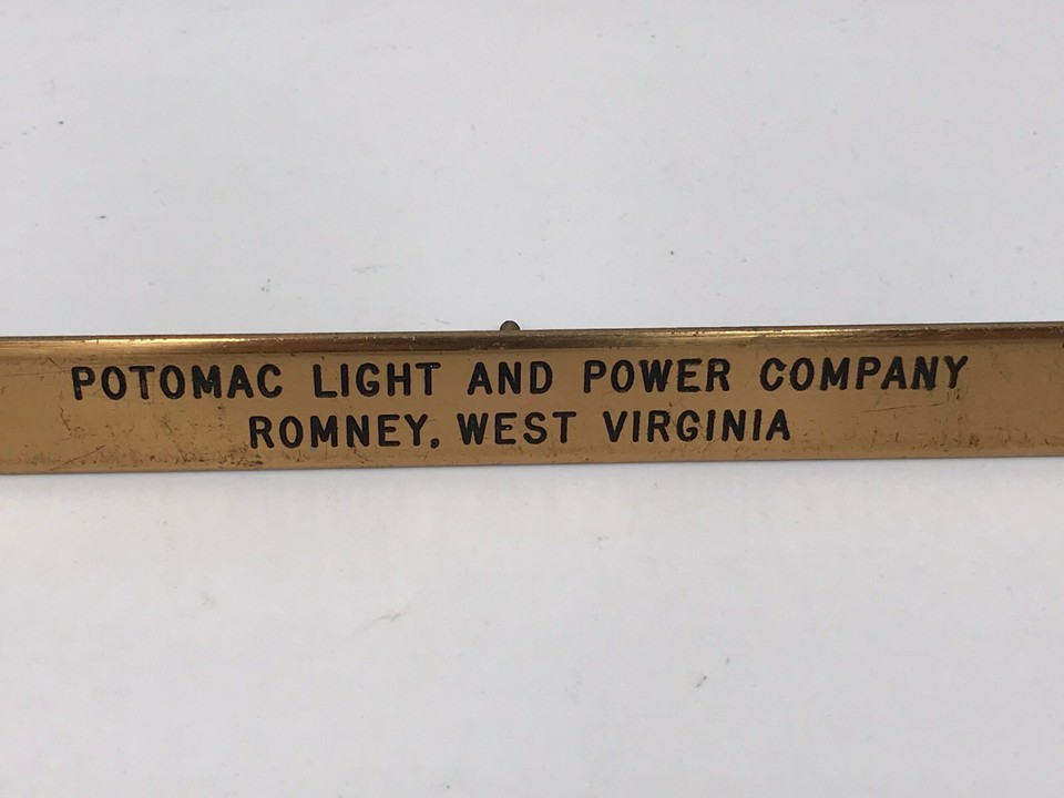 Vtg Brass Potomac Light and Power Company Romney, WV Advertising Name ...