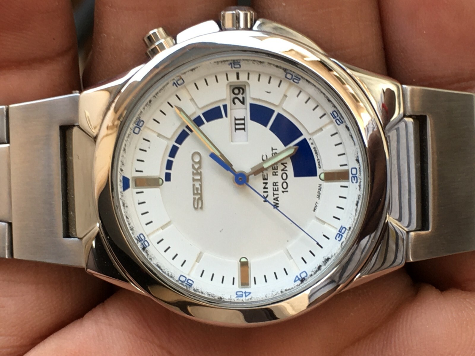 Seiko Kinetic 100m 5M63-0B80 Vintage Men Wrist Watch All Original White ...