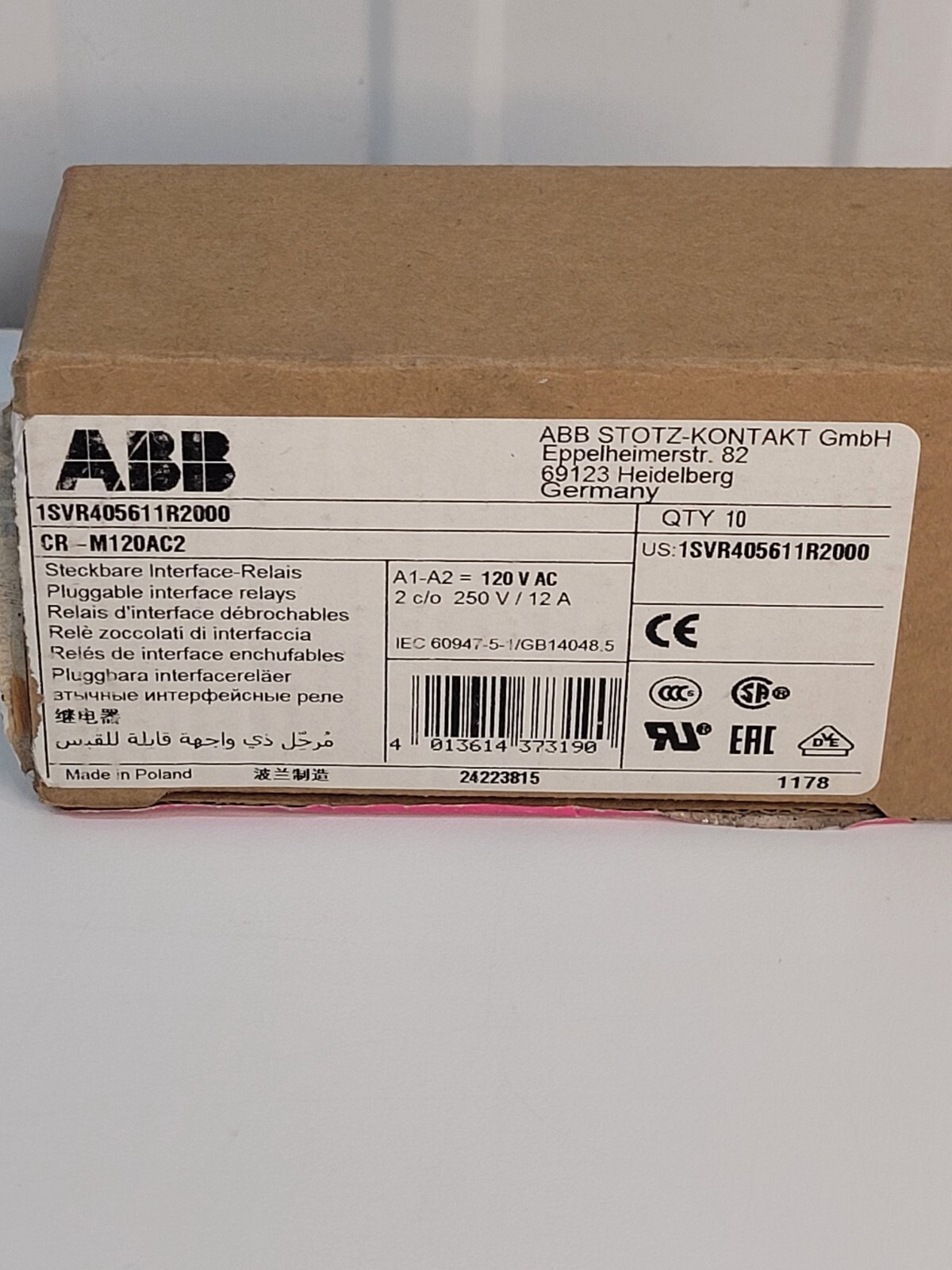 ABB Pluggable Interface Relay CR-M120AC2 1SVR405611R2000 120vac Box Of ...