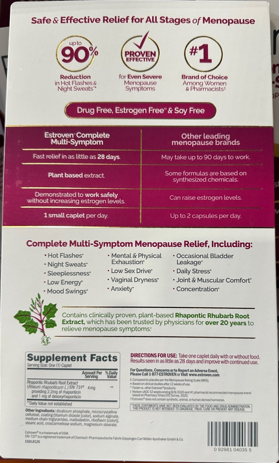 Estroven Complete Multi-Symptom Menopause Relief, 84 Caplets ...