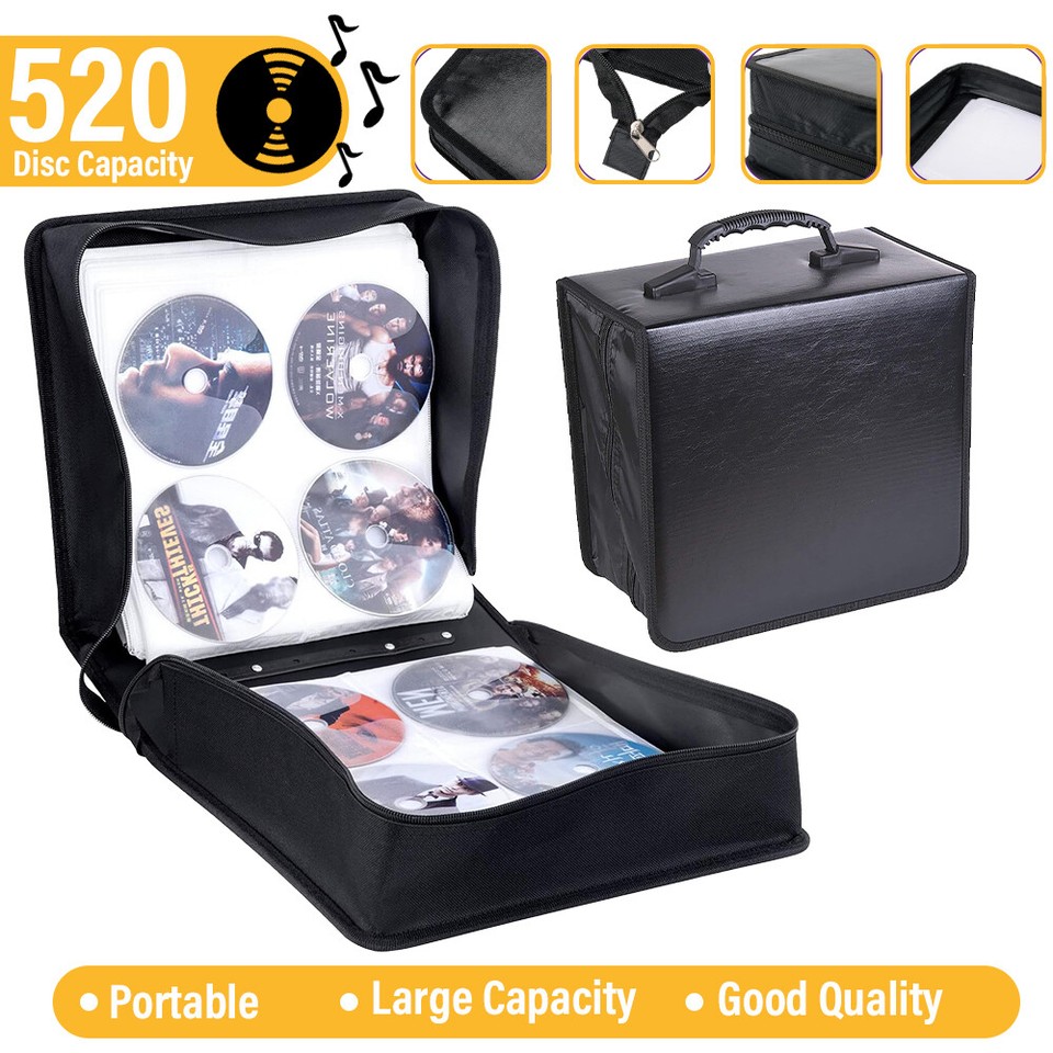 520 Disc CD/DVD Wallet Binder Book Sleeves Disc Storage Bag Carrying ...