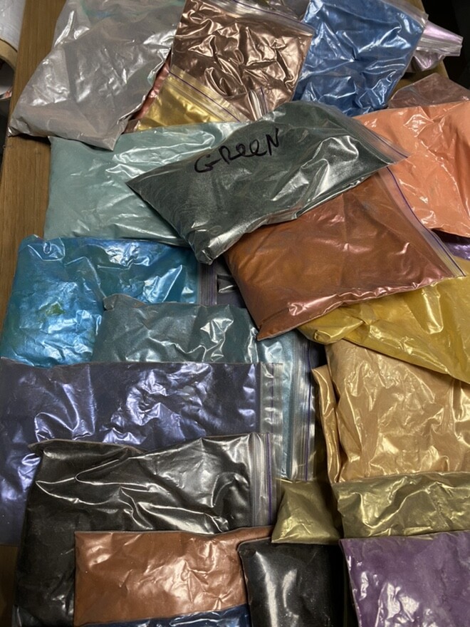 LEAD / BULLET / JIG POWDER Coating PAINT. Set of multicolored metallic ...