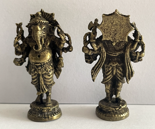 Talisman India God Ganesh Hinduism Amulet Brass Figurine Thailand g19 ...