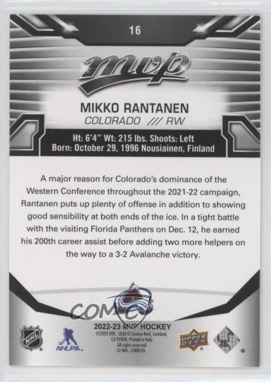 2022-23 Upper Deck MVP Super Script Black /5 Mikko Rantanen #16 | eBay