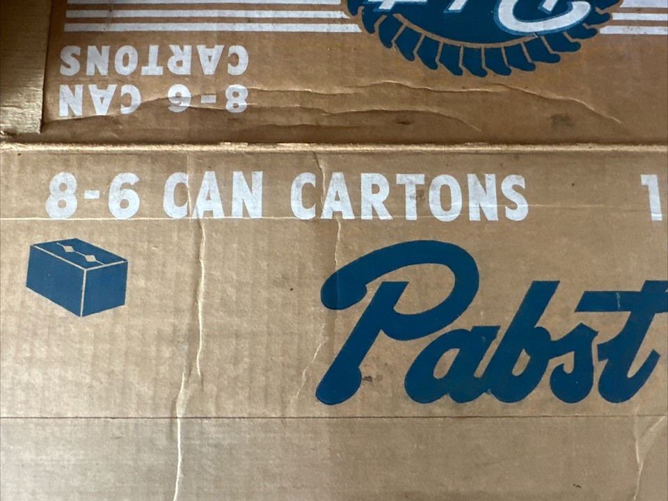 Pabst Blue Ribbon Flat Top 12oz Beer Can Eight 6-Pack Cartons Cardboard ...