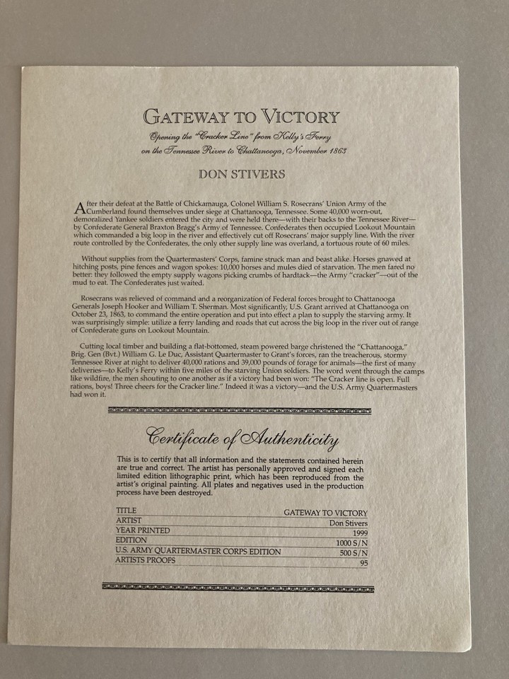 "Gateway to Victory" Don Stivers Signed Limited Edition Civil War Print ...