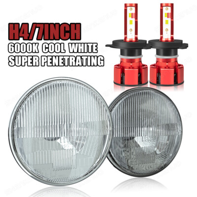 Pair 7" Inch Round LED Headlights DRL Fit Ford F1 1948 1949 1950 1951 ...