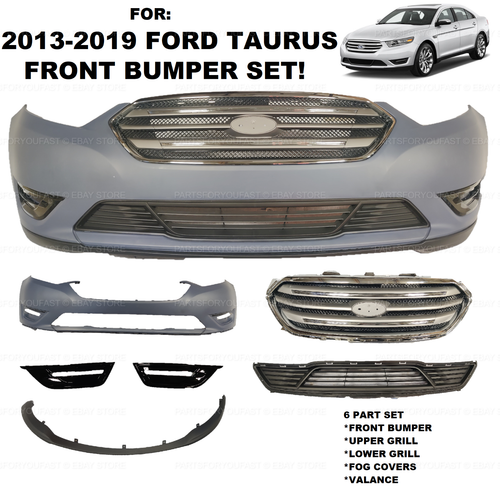 FOR 2013-2019 Ford Taurus Front Bumper Set Grill Lower Valance Fog ...
