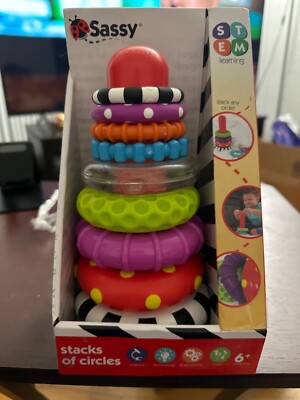 Sassy Stacks of Circles Stacking Ring Toy - Multicolor, 9 Piece Set ...