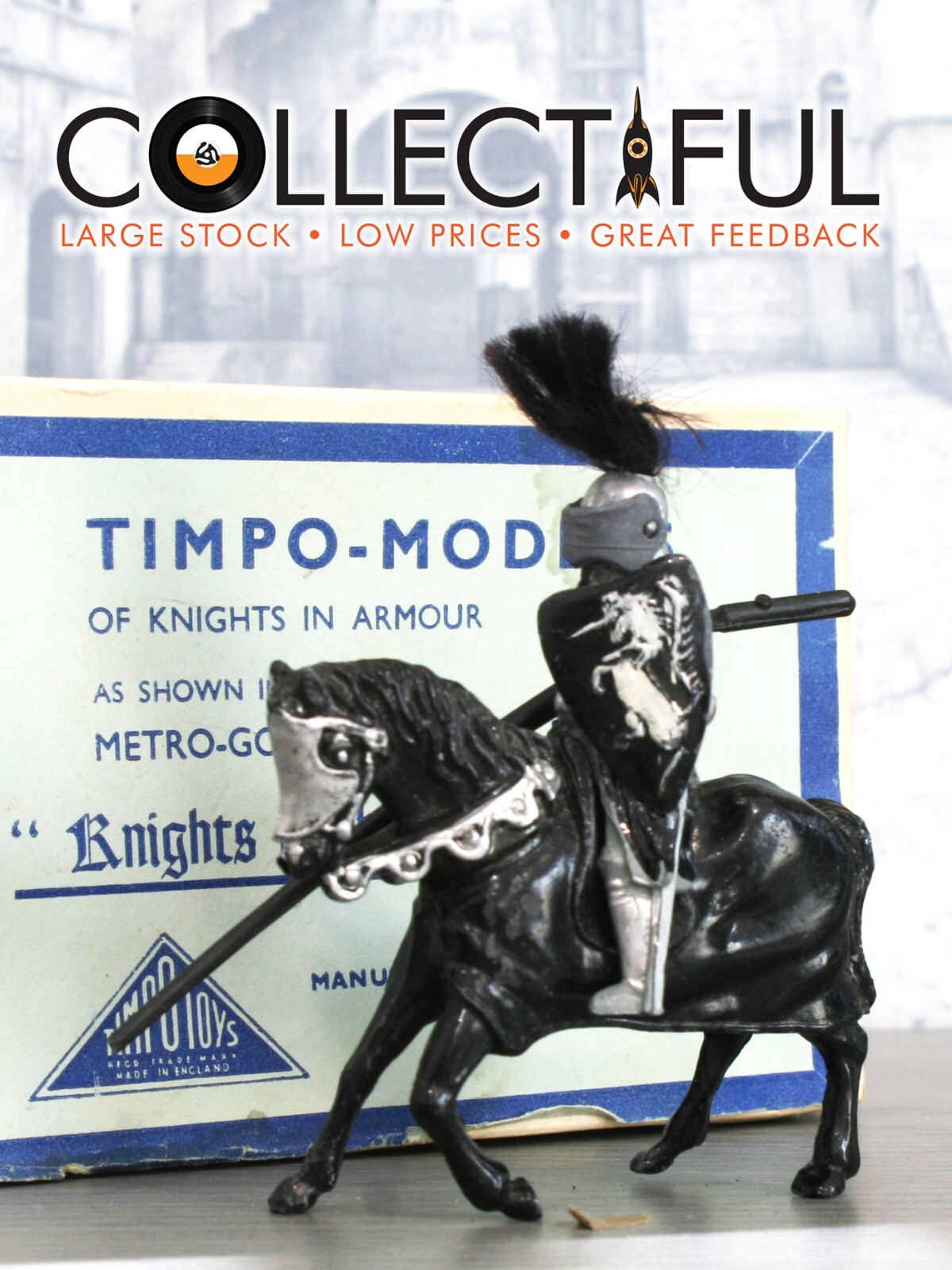 TIMPO - VINTAGE LEAD FIGURE - MOUNTED KNIGHT #KN 73 - SIR GARETH - IN ...