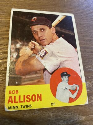 1963 Topps Bob Allison #75 Minnesota Twins Vintage Baseball Card (fair ...