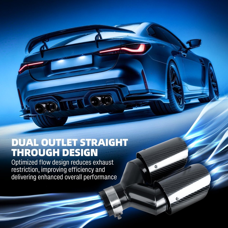 For Honda Civic CARBON FIBER 3'' to 4'' Rear Dual Exhaust Pipe Tail ...