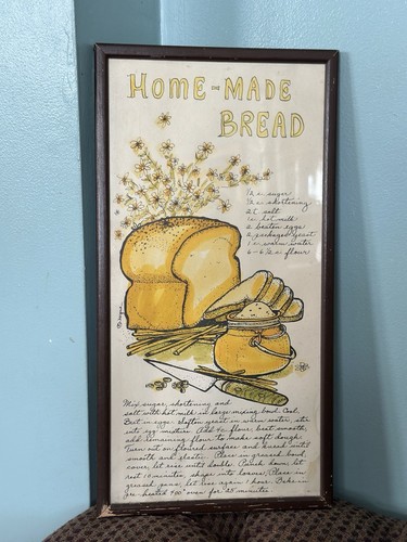 Vintage 1970’s Jacque Pati Framed Print Home-Made Bread Recipe | eBay