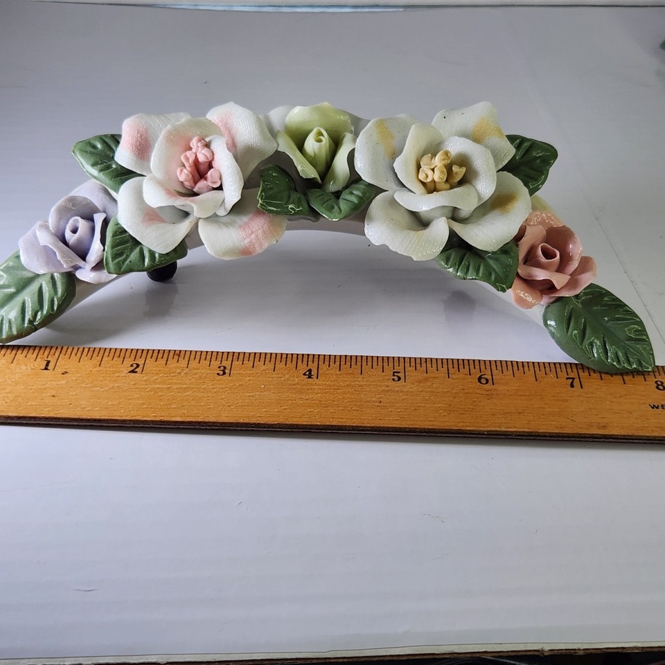 Vintage Porcelain Rose Flower Arrangement Set of 2 Ceramic Floral Home ...