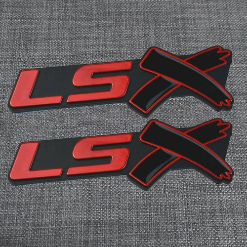 For LSX LS X Emblem Red Black 3D Badge Decal New -2Pc | eBay