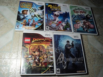 Nintendo Wii Games Resident Evil 4 Star Wars Indiana Jones Rabbids Go ...