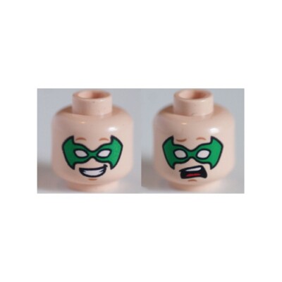 LEGO - Minifig, Head Male Green Eye Mask with Eye Holes, Smile / Scared ...