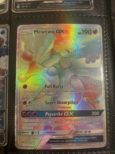 2017 76/73 Rainbow Full Art Mewtwo GX Never Used Brand New | eBay