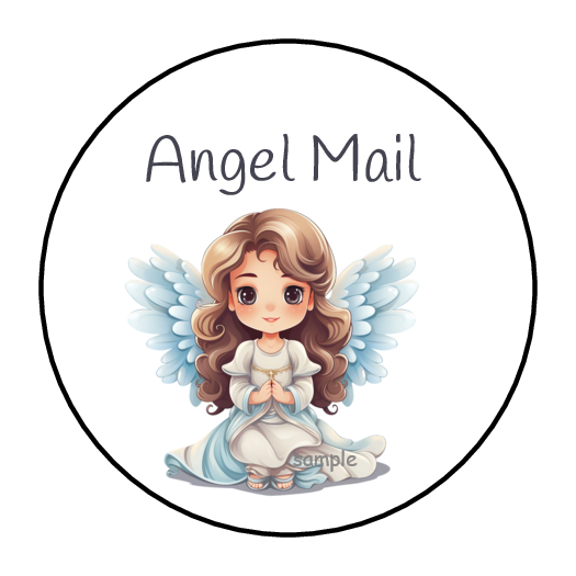 30 ANGEL MAIL STICKERS ENVELOPE SEALS LABELS 1.5" ROUND SMALL BUSINESS ...
