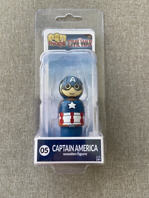 rare 2016 PIN MATE WOODEN FIGURE #05 CAPTAIN AMERICA Little People | eBay
