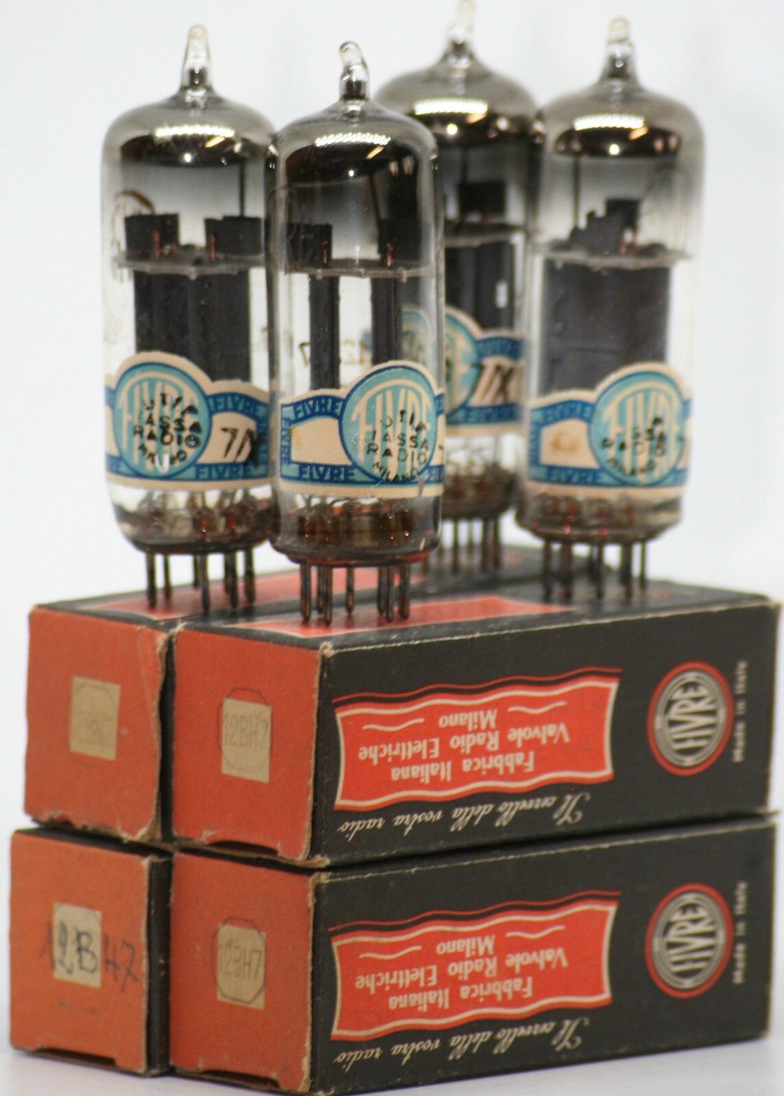 12bh7 tube pair fivre marconi valve 12bh7a nos long plate rca brimar ...