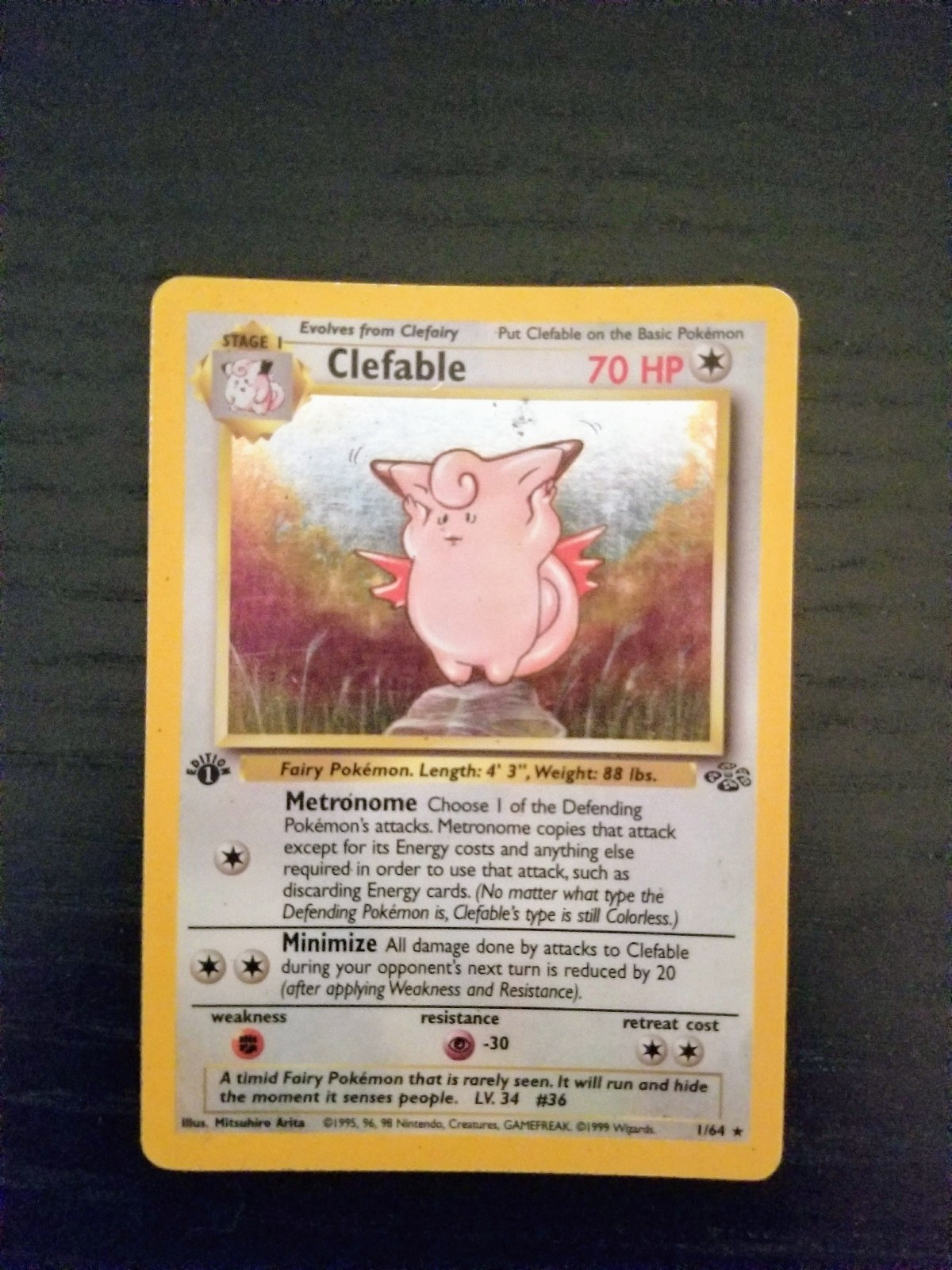 Ultra Rare 1st Edition Clefable Holographic Pokemon Card Excellent ...