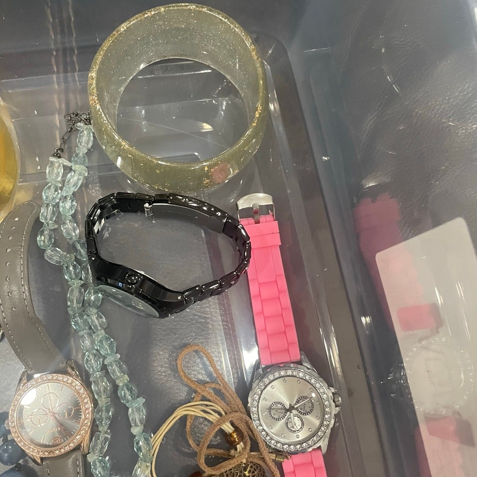 Large Vintage To Now Jewelry Lot Bulky Bangles Watches Necklaces ...