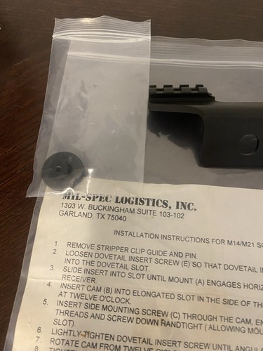 Steel Scope Mount for M1A/M21 Rifle Mil-Spec Logistics Inc. Made For ...