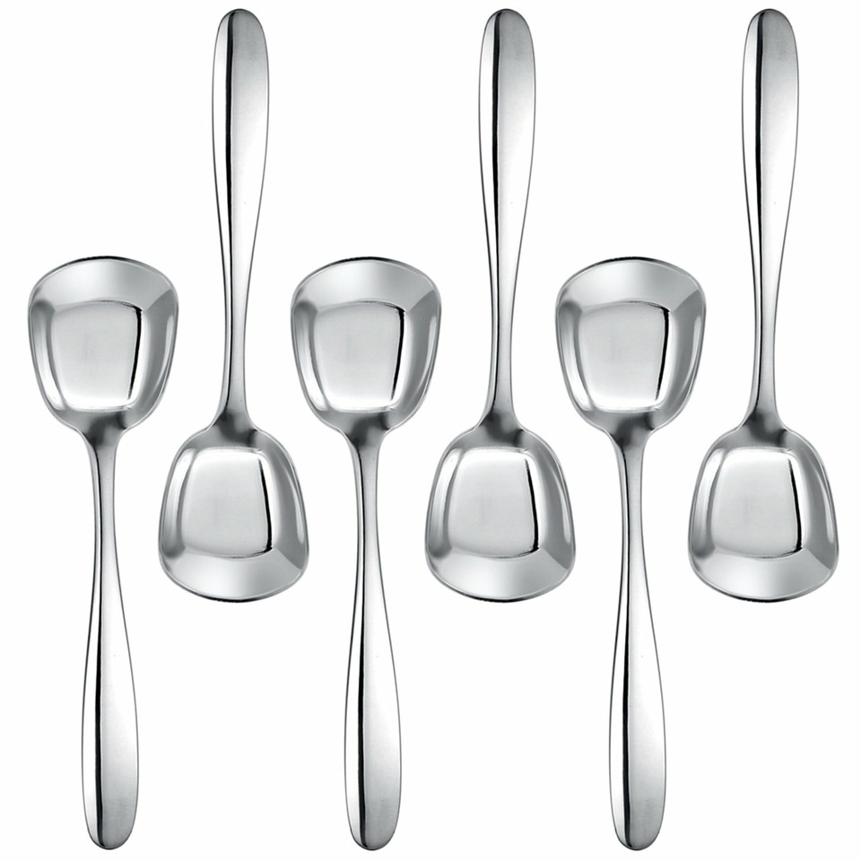 6pcs Stainless Steel Square Soup Spoon Dinner Spoon Flat Spoon Flatware ...