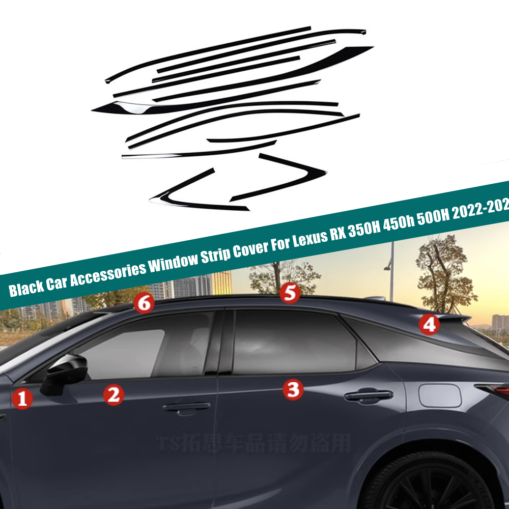 For Lexus RX 350 350h 2023-2024 Steel Black Car Windows Strip Cover ...
