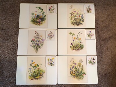 Sheraton 6 Cork Back Placemats & 6 Coasters Floweral Design England | eBay