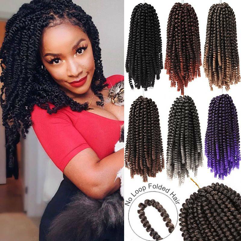 8" Fluffy Spring Twist Hair Extensions Crochet Braids Passion Afro ...
