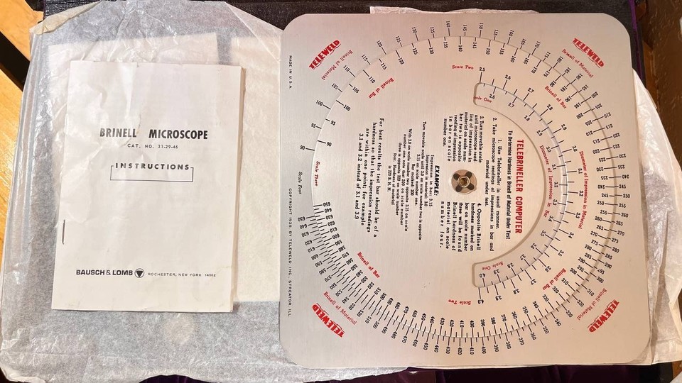 Bausch & Lomb Telebrineller Hardness Tester Set in Original Case ...