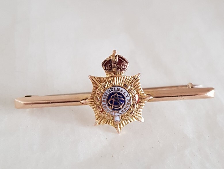 Antique 9ct Yellow gold bar brooch. "The Army Service Corps. " | eBay UK