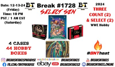 WREN SINCLAIR 2024 WWE Select + Three Count 4 CASE 44 BOX Break #1728 ...