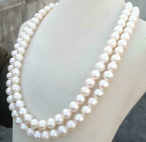 36 inch AA Japanese Akoya 8-9mm white pearl Necklace 14K Yellow Gold clasp | eBay