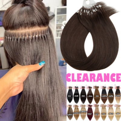 Micro Loop Rings Human Hair Extensions Micro Links 100% Russian Remy ...