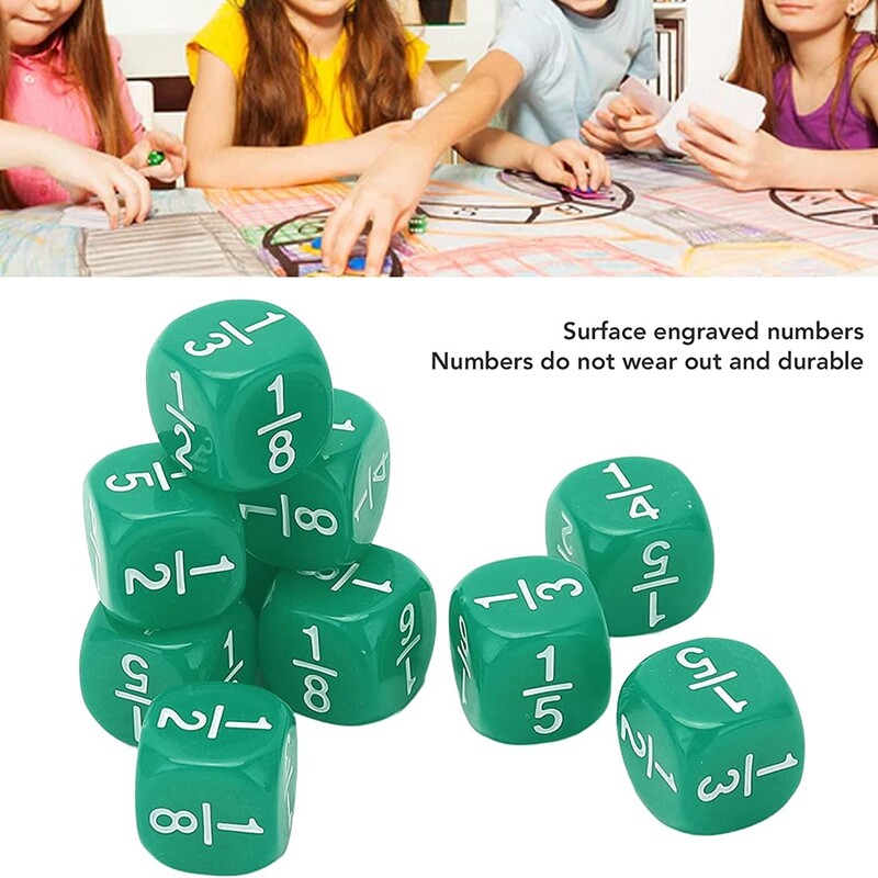 20Pcs Math Fraction Dice Rounded Fractional Dice Teaching Dice Set ...