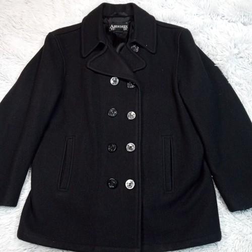 Vintage Aberdeen Collection Jacket L Black Wool Blend Coat Pockets ...