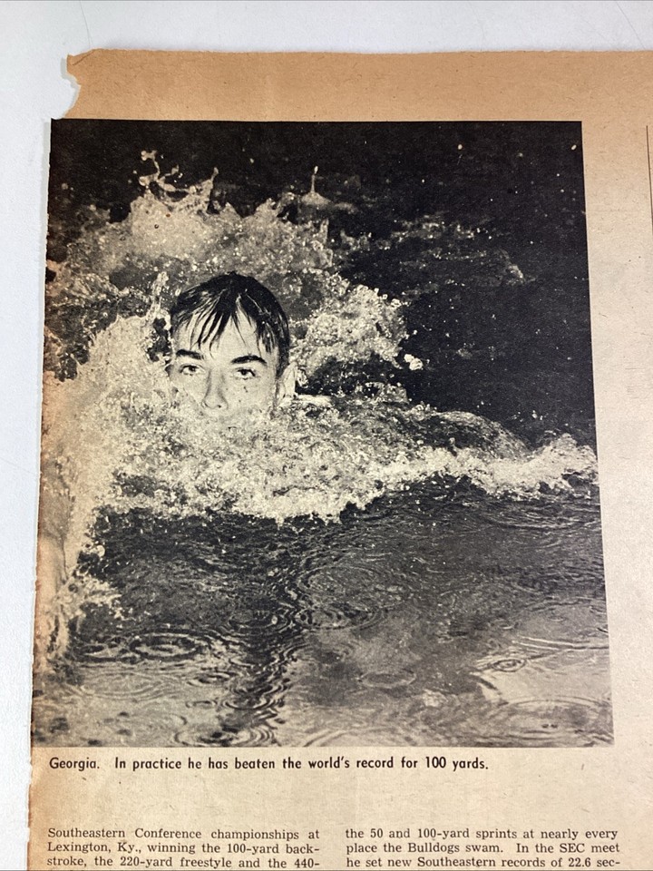 UGA Swimmer Reid Patterson Partial Print Article 1953 Atlanta AJC ...